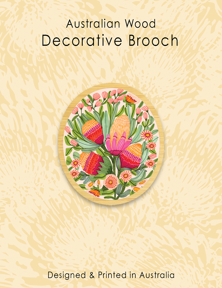 Wood Brooch - Round Gum Blossoms – Mockingbird Lounge