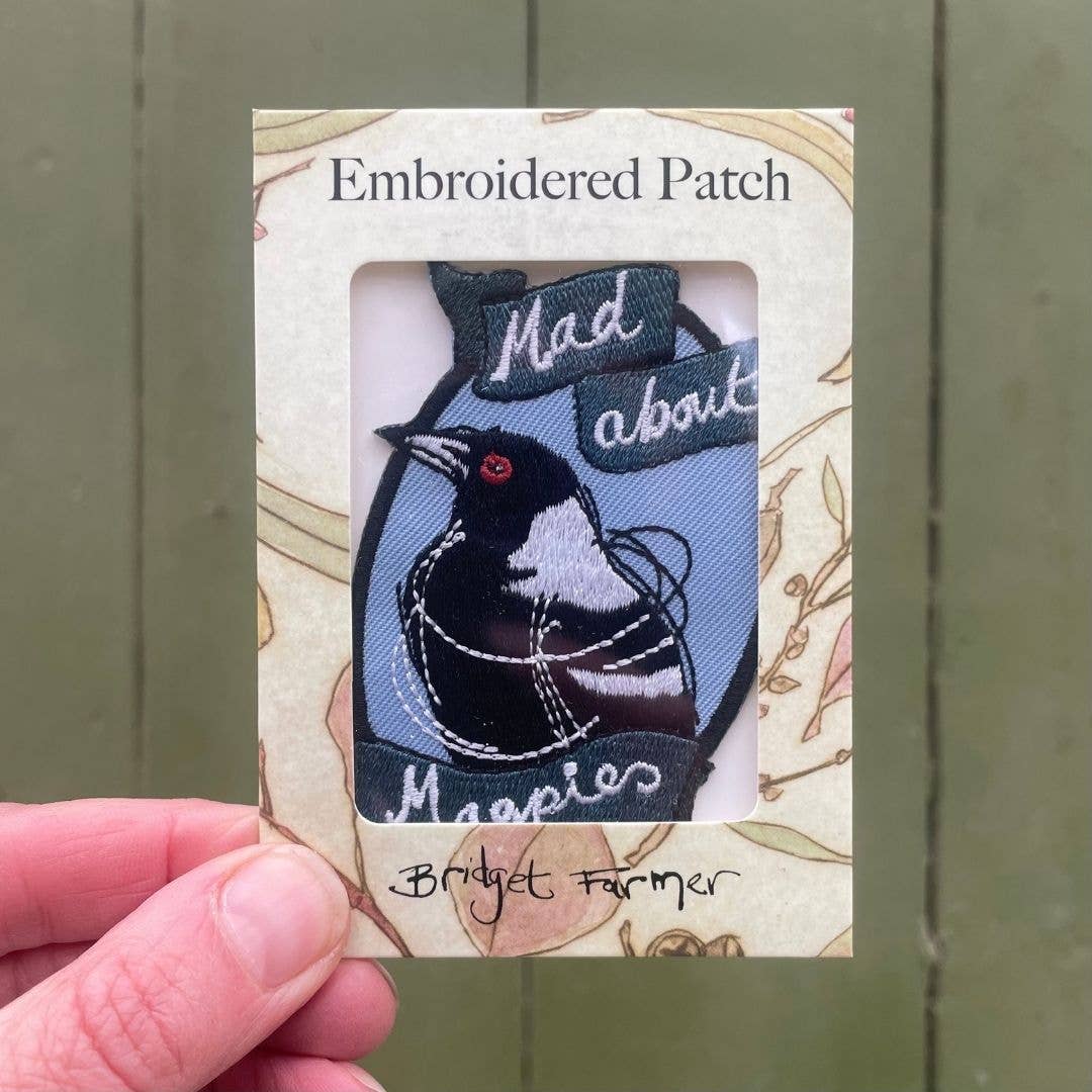 Embroidered Patch - Mad About Magpies – Mockingbird Lounge