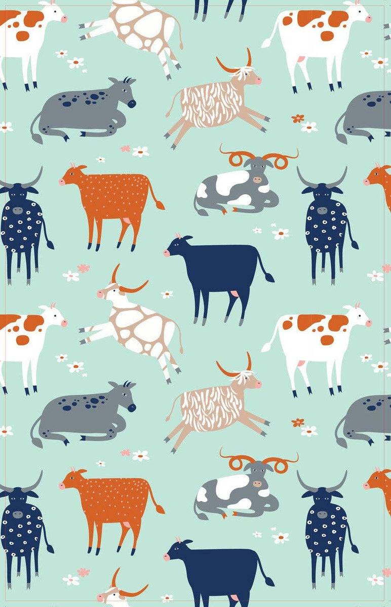 Tea Towel - Green Cows – Mockingbird Lounge