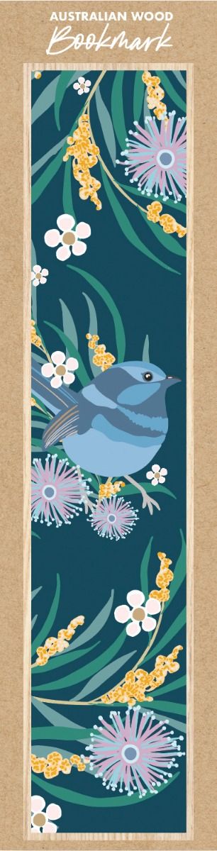 Wooden Bookmark - CW - Blue Wren Navy – Mockingbird Lounge