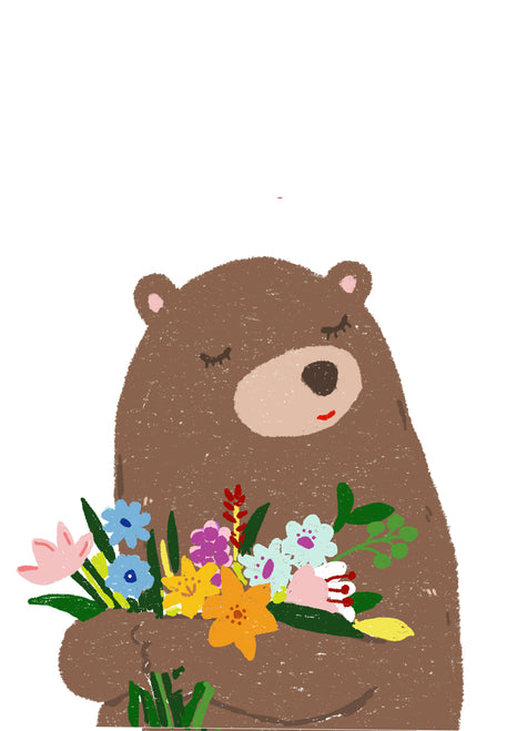 Suki McMaster Card - Bear with Flowers – Mockingbird Lounge