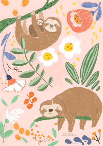 Suki McMaster Card - Sloth Family – Mockingbird Lounge